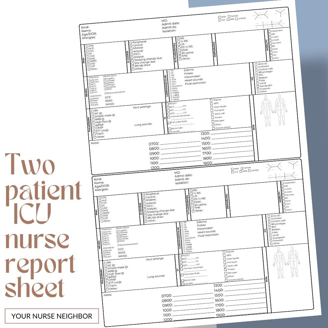 Two Patient ICU Nurse Brain - UPDATED - Etsy