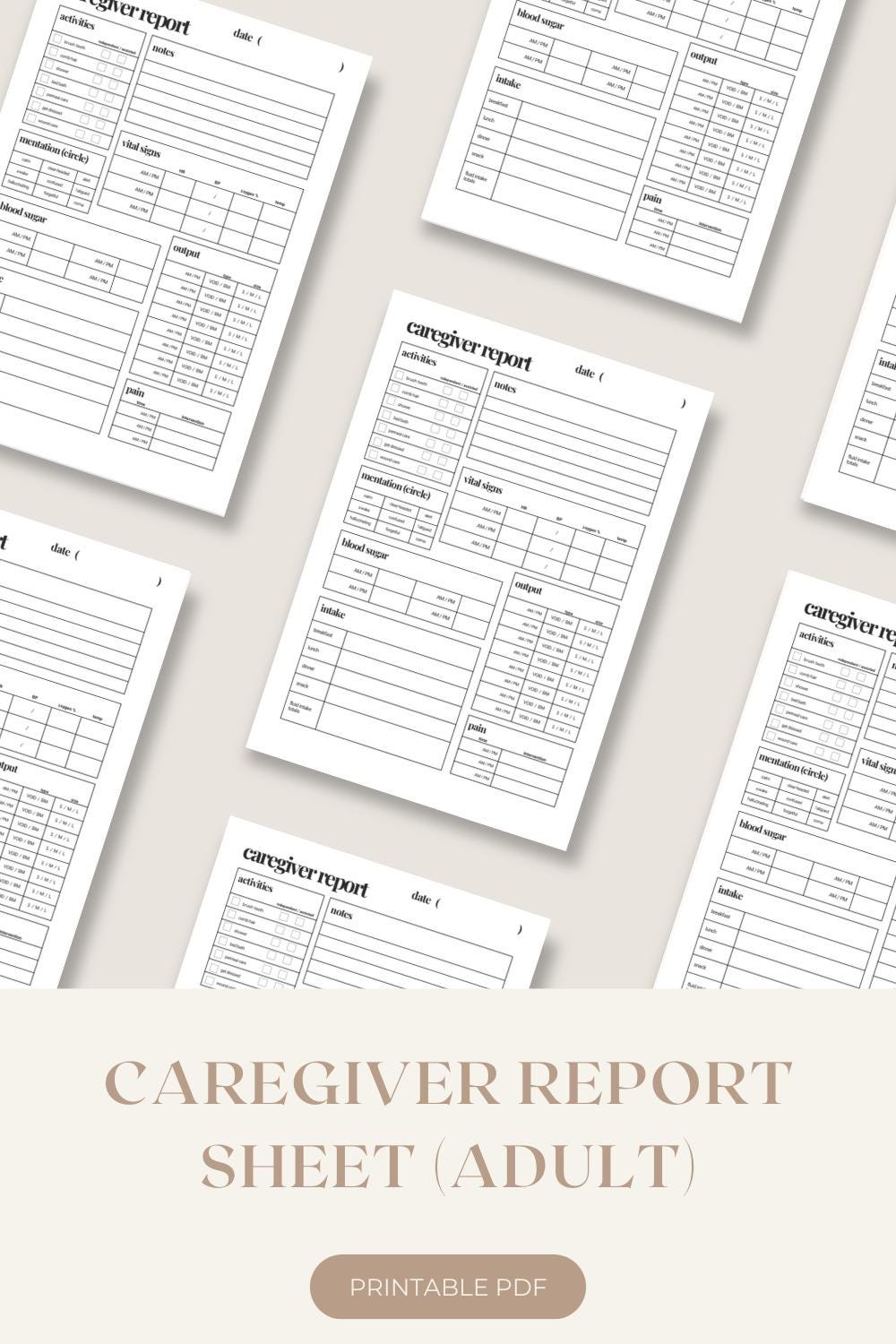 Caregiver Report Sheet for the In-home Adult - Etsy