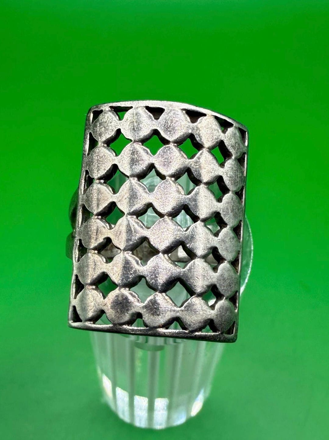 Unisex Sterling Silver Geometric Lattice Designed Ring US Size 8 - Etsy