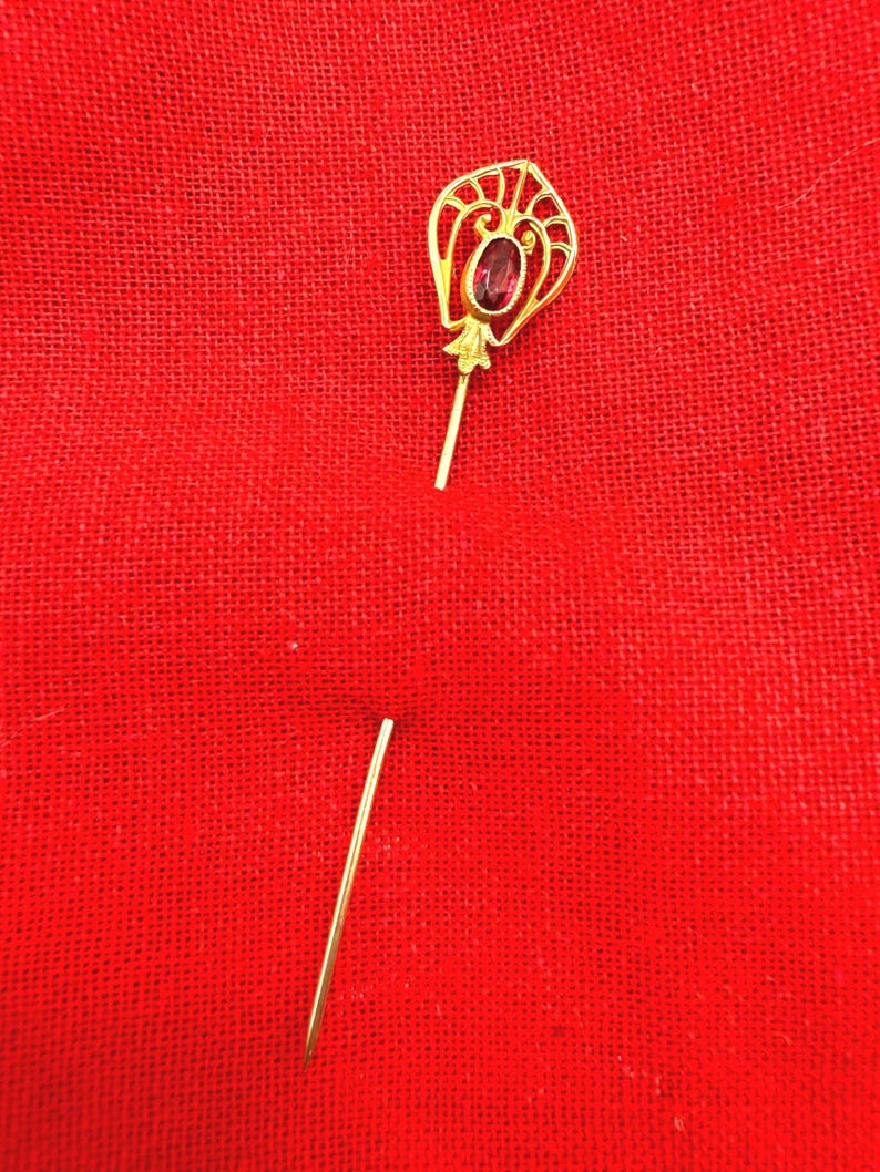Antique Art Nouveau 10K Gold Ruby Lapel Pin - Etsy