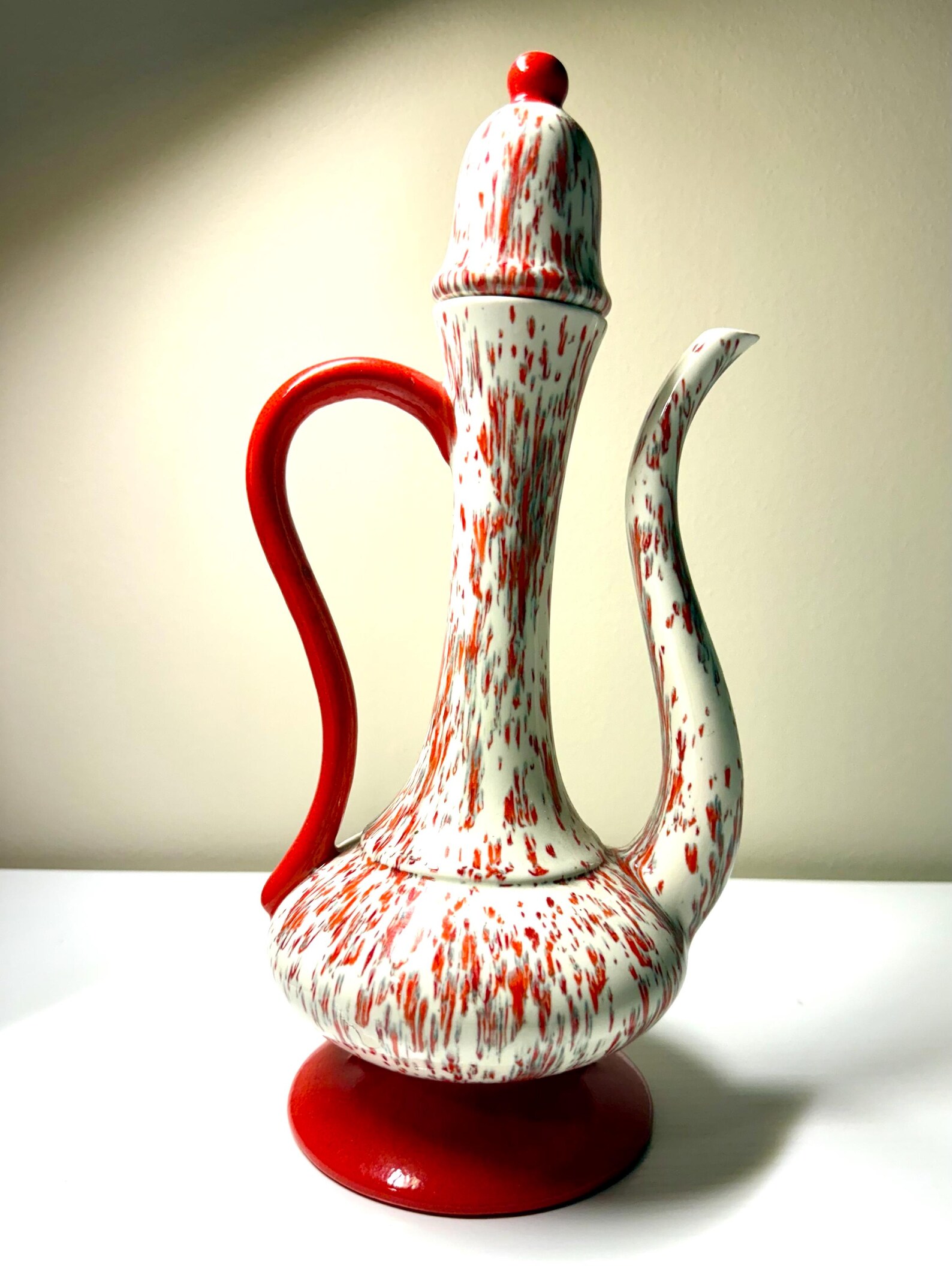 Mid-century Modern Splatterware Pottery Decanter - 1974 Dallah Teapot ...