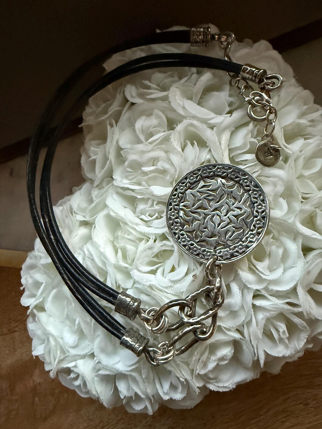Retired Silpada Sunburst Scroll Etched 925 Sterling Silver Black ...