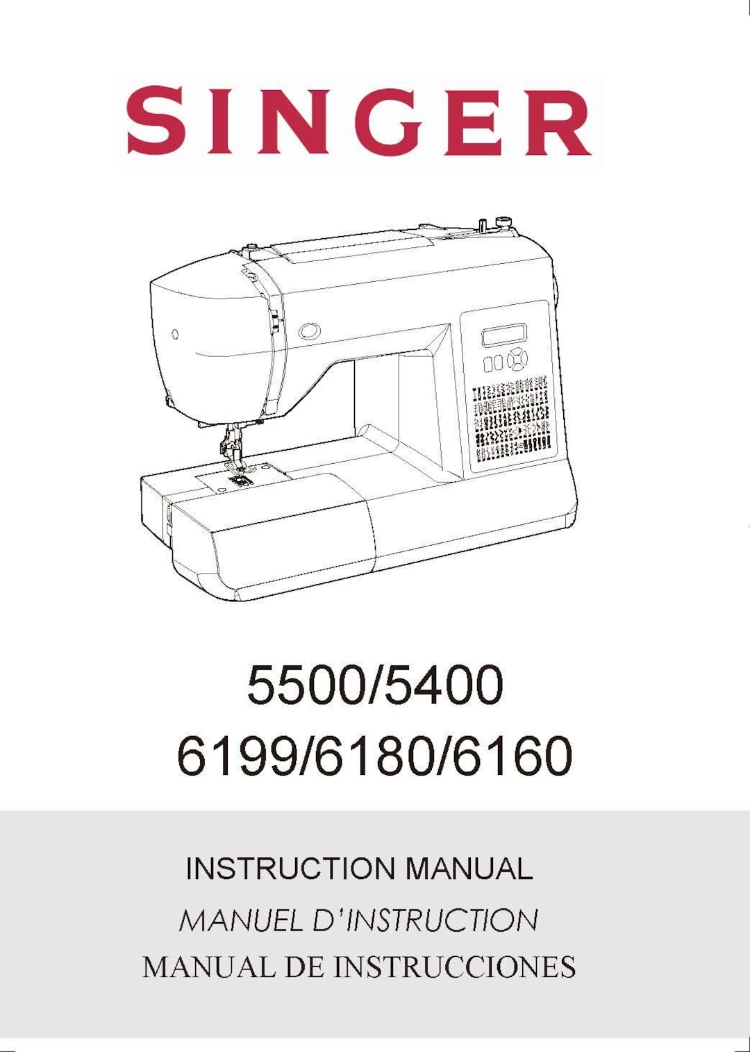 Singer 5500 5400 6199 6180 6160 Sewing Machine Instruction Manual PDF ...