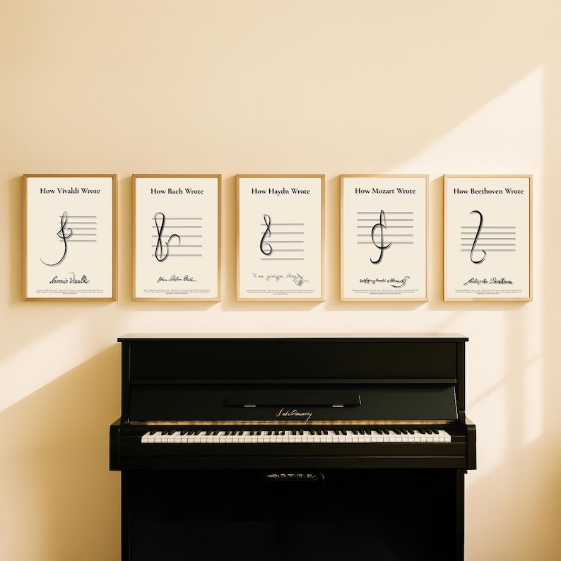 Historic Composer Poster Bundle – Vintage Treble Clef & Signature Wall ...