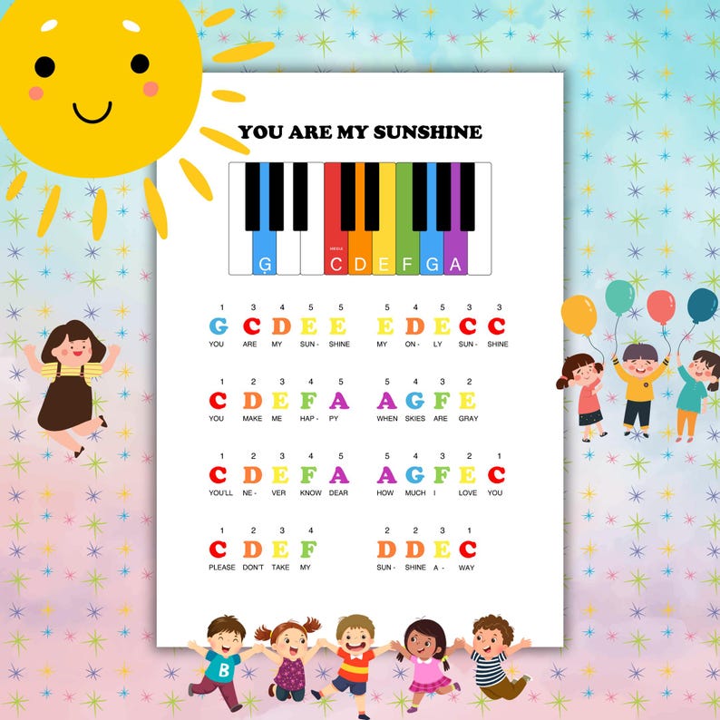 You Are My Sunshine – Easy Piano Song for Beginners | Printable Letter ...