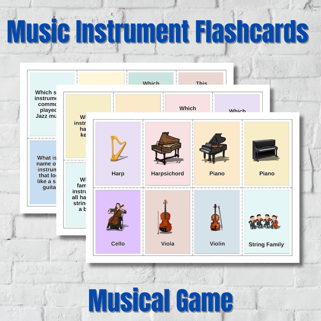 Printable Music Instrument Flashcards | 32 Instruments Learning Game ...