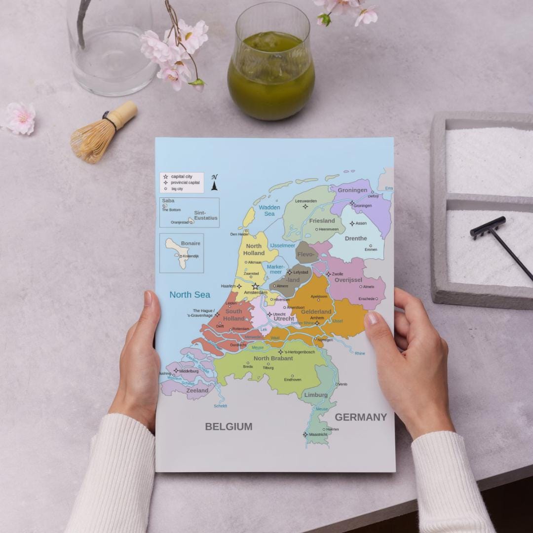 Netherlands Map Printable – Dutch Provinces Digital Poster | Geography ...