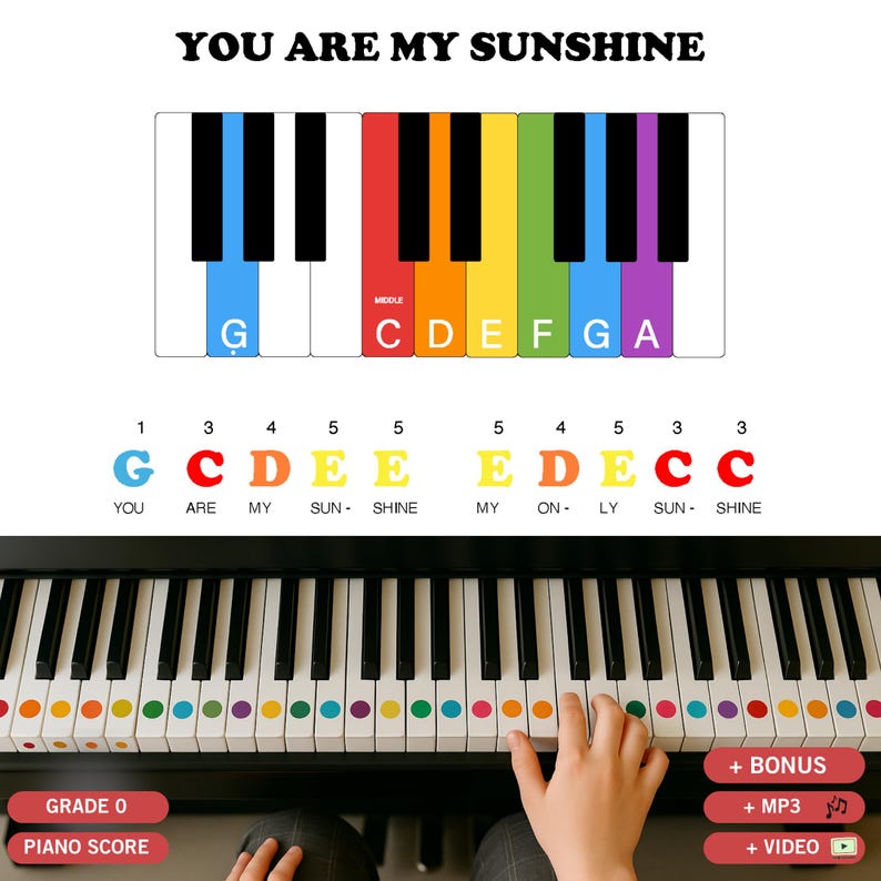 You Are My Sunshine – Easy Piano Song for Beginners | Printable Letter ...