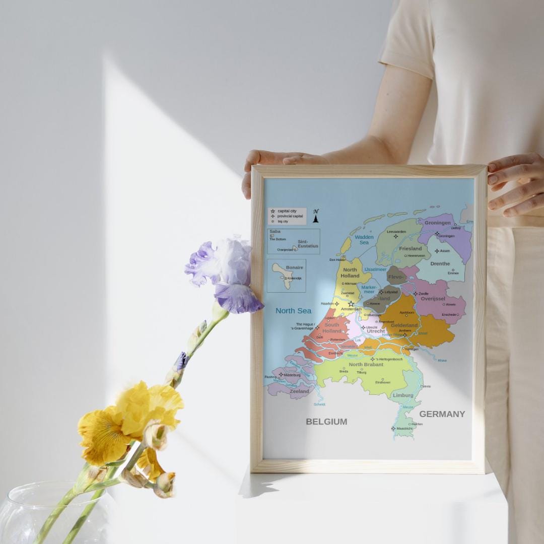 Netherlands Map Printable – Dutch Provinces Digital Poster | Geography ...