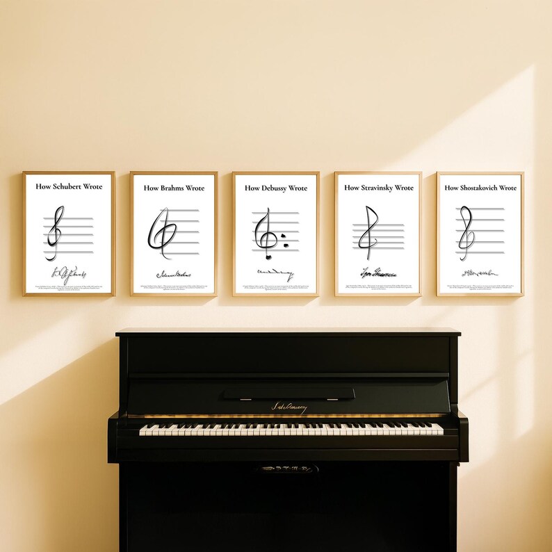 Historic Composer Poster Bundle – Vintage Treble Clef & Signature Wall ...