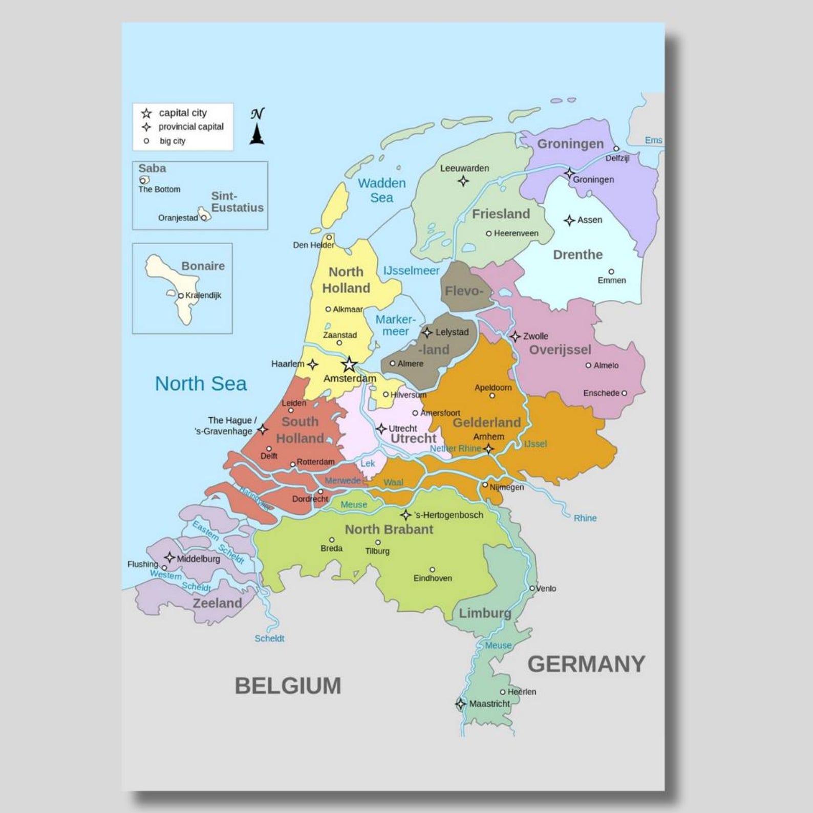 Netherlands Map Printable – Dutch Provinces Digital Poster | Geography ...