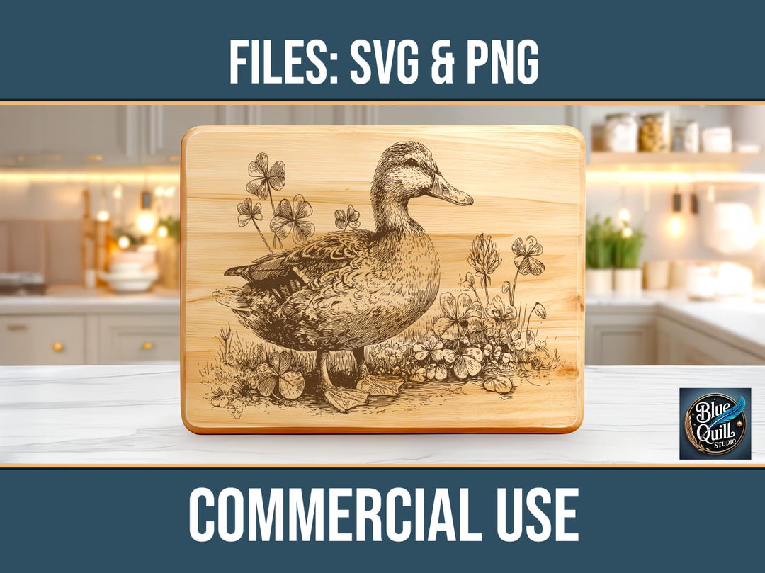 Spring Duck With Shamrocks Clover SVG PNG Laser Engraving File ...