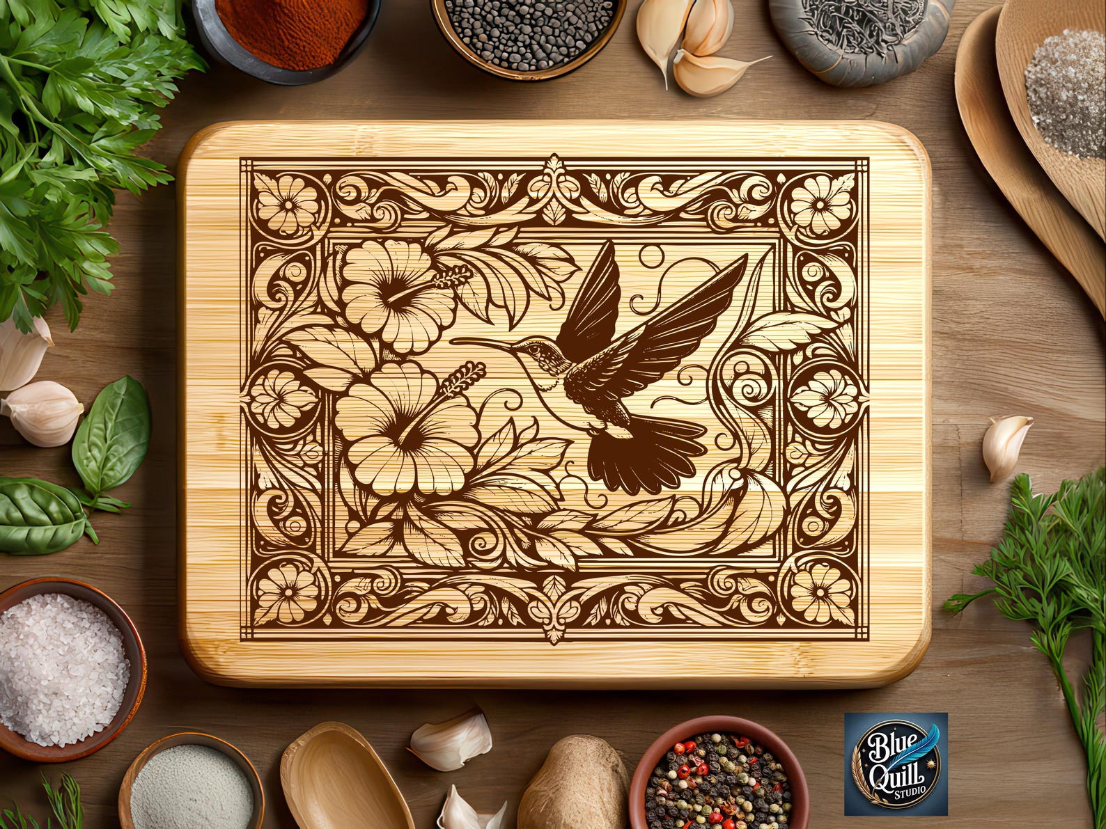 Hummingbird Floral SVG PNG Laser Engraving File Charcuterie Cutting ...