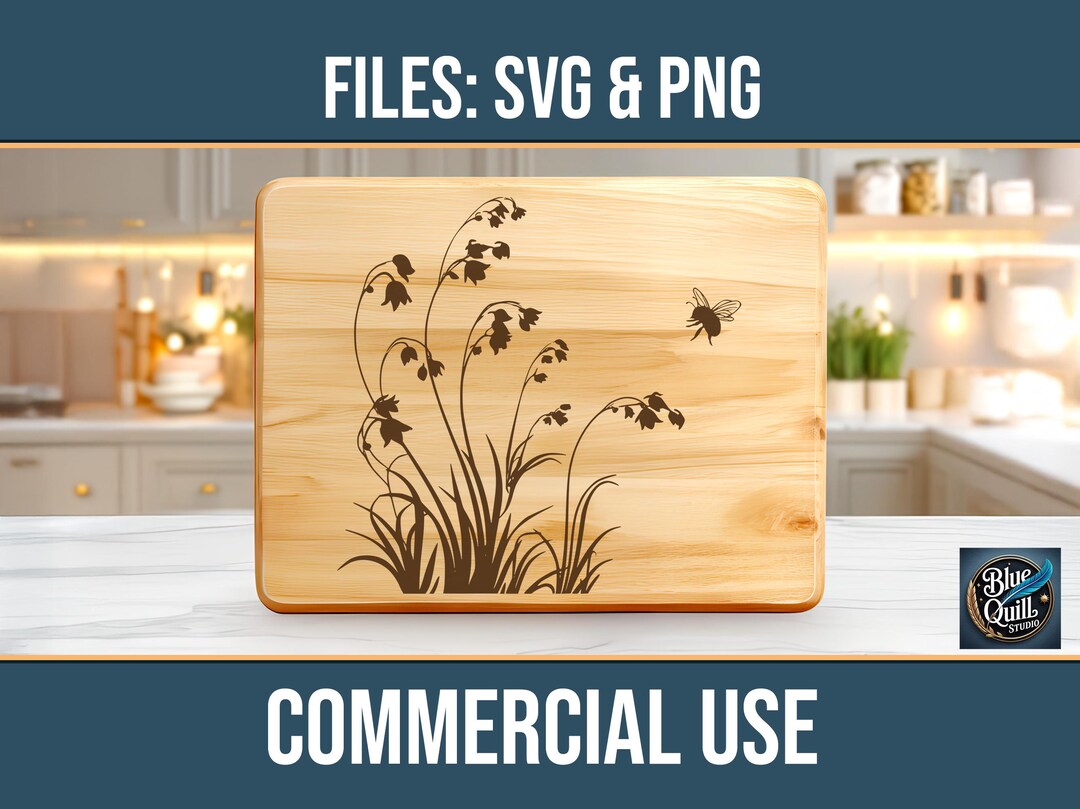 Spring Wildflowers Floral Bee SVG PNG Laser Engraving File Charcuterie ...