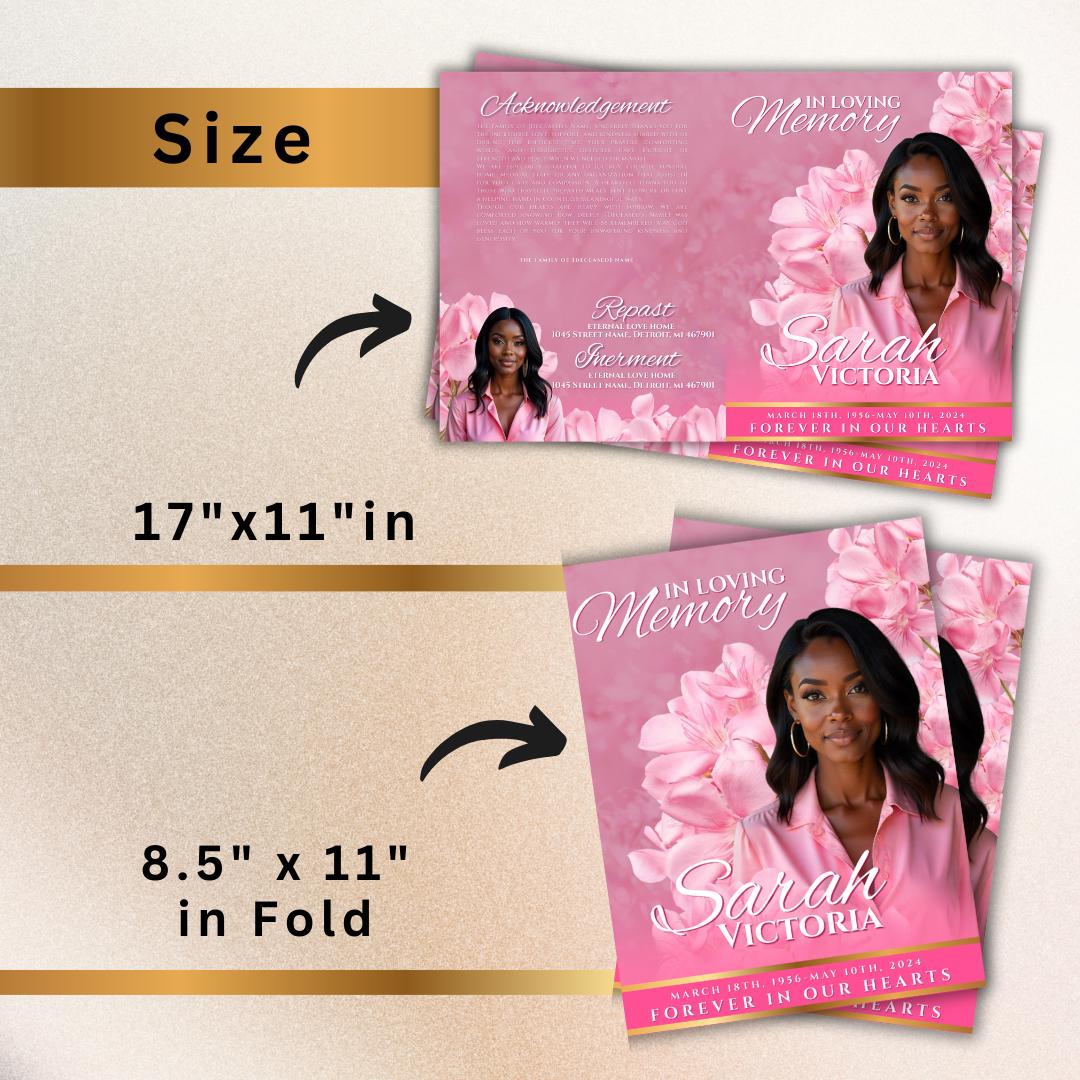 Pink Roses Funeral Program Template, Celebration of Life (canva ...