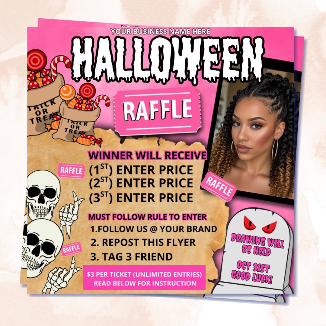 Halloween Raffle Flyer Template: Hair, Nail, Lash Boutique - Etsy