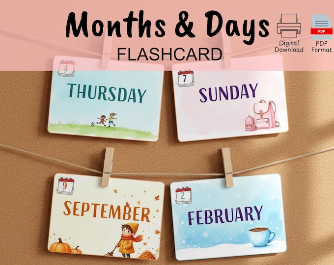 BOHO VIBES Days and Months Flashcards | Desert Neutral Classroom Decor ...