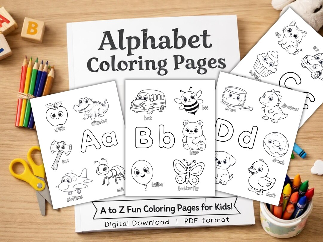 Printable Alphabet Coloring Pages A to Z PDF ABC Coloring Book for ...