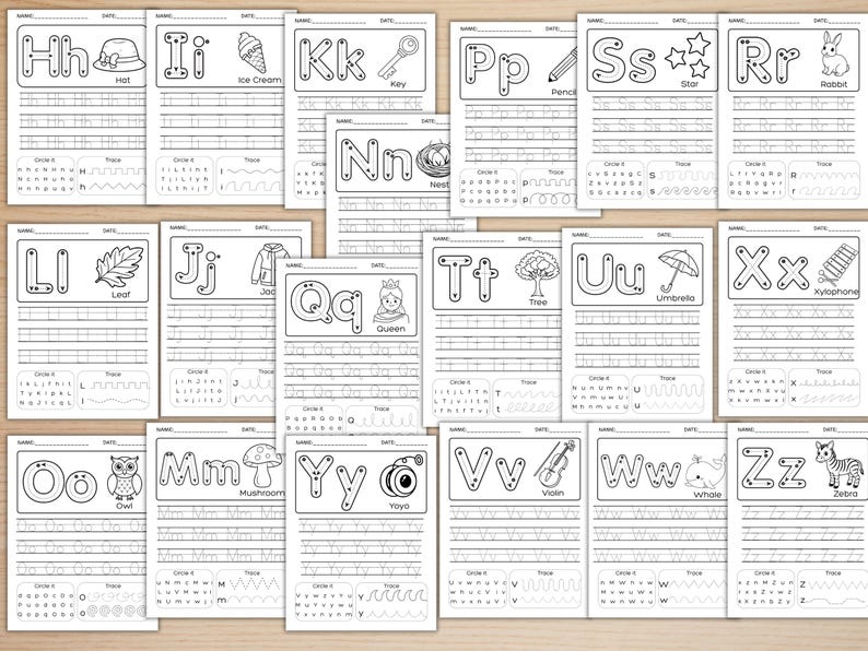 Alphabet Tracing Worksheet A–Z Preschool Handwriting Practice Letter ...