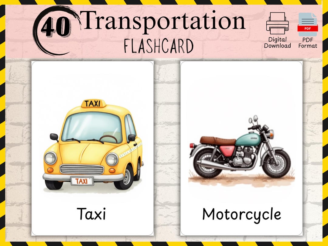Vehicles Flashcards Vehicles Cards Toddler Flashcards Preschool ...