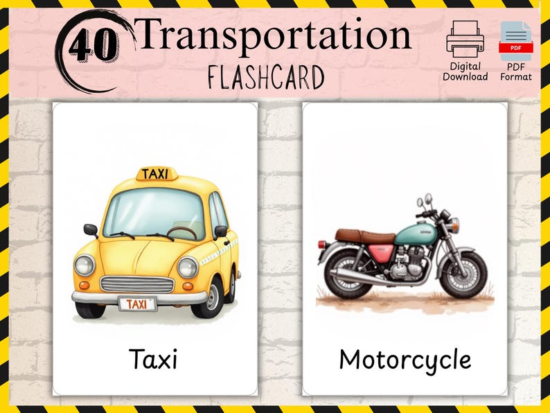 Vehicles Flashcards Vehicles Cards Toddler Flashcards Preschool ...