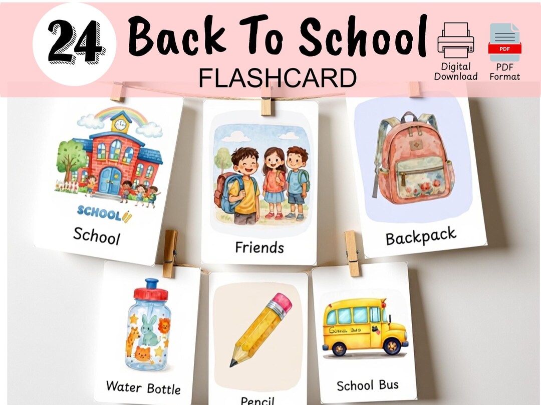 Back to School Flashcards Classroom Vocabulary Learning Back to School ...