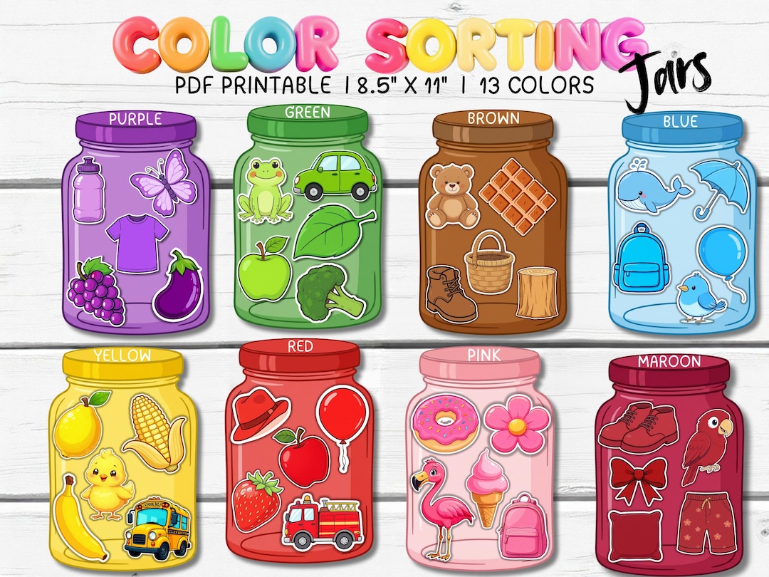 Color Matching Activity Color Sorting Jars for Kids Preschool Learning ...