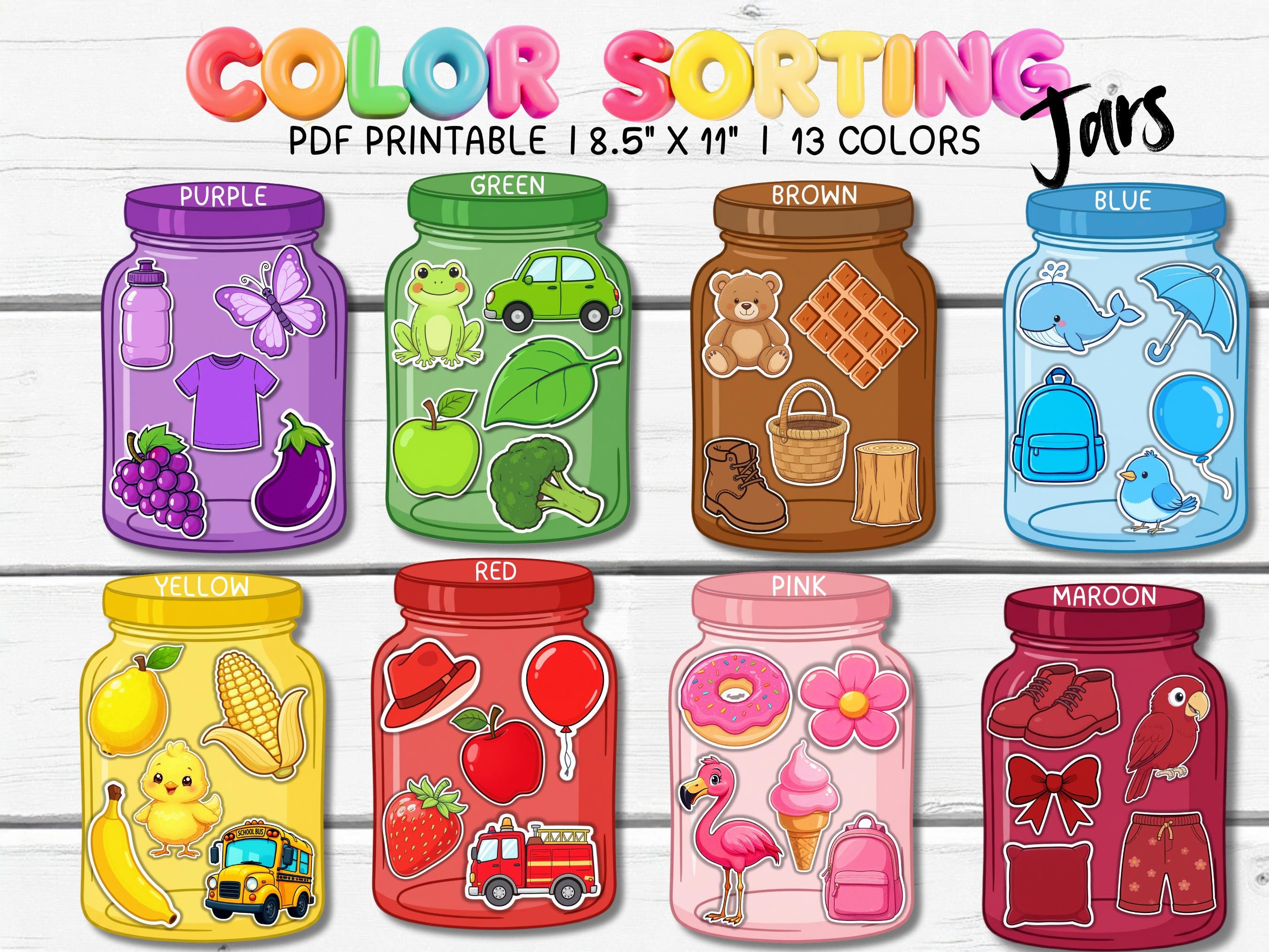 Color Matching Activity Color Sorting Jars for Kids Preschool Learning ...