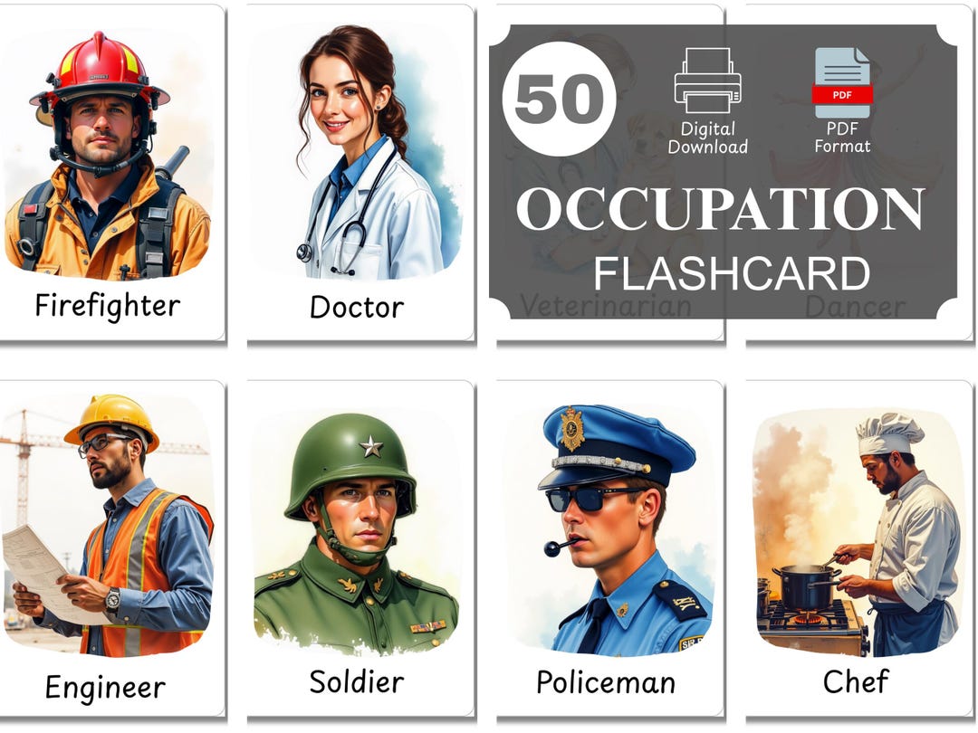 Professions Flashcards Occupation Flash Cards Communication Cards ...