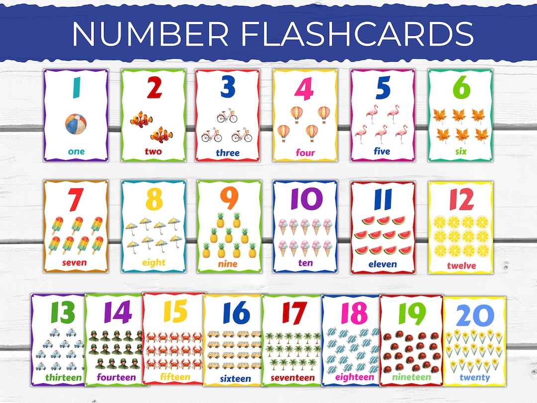 Number Flashcards 1-20, Numbers Flashcards, Learn to Count, Numbers 1 ...