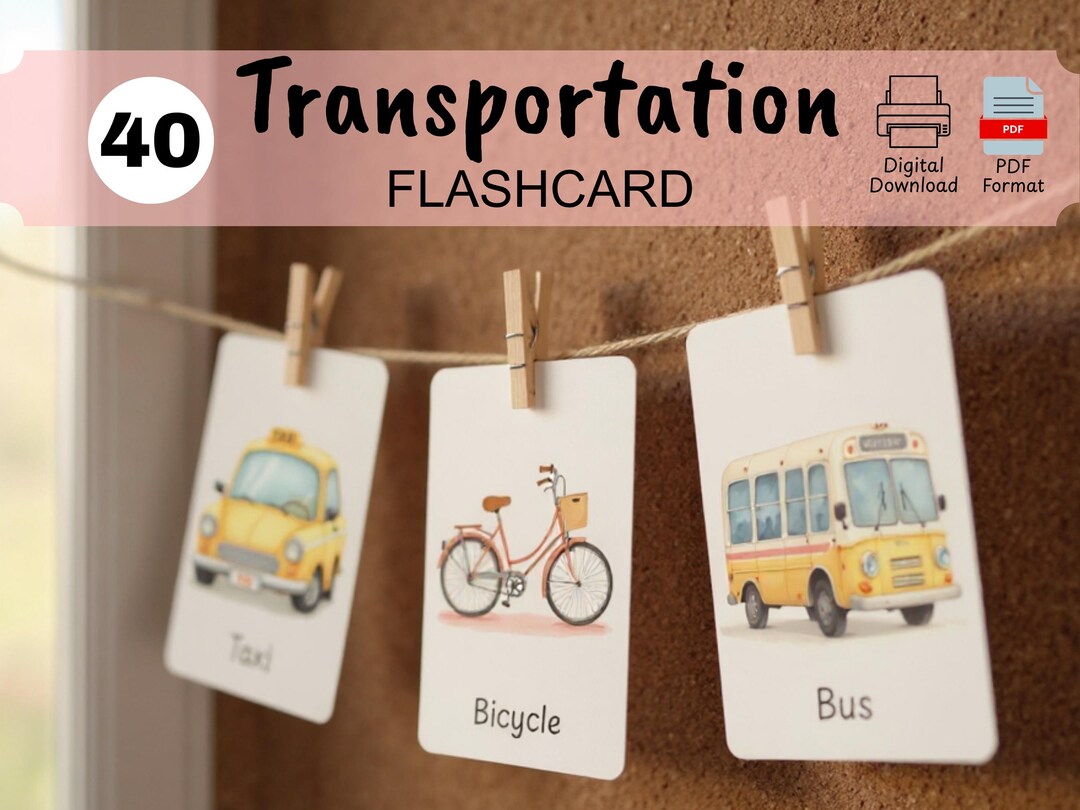 Transportation Cards Vehicle Learning Cards for Preschool Vehicle Card ...