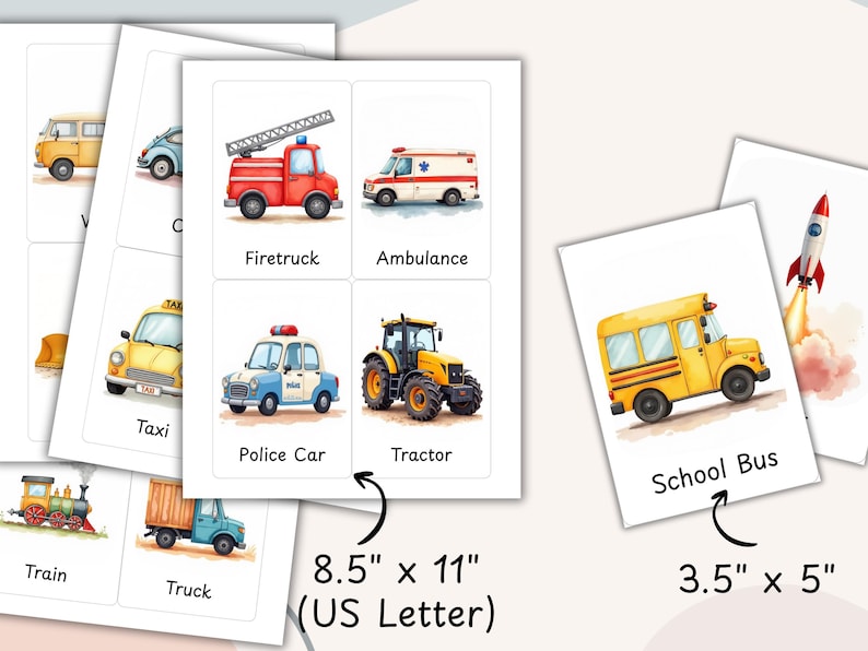 Vehicles Flashcards Vehicles Cards Toddler Flashcards Preschool ...