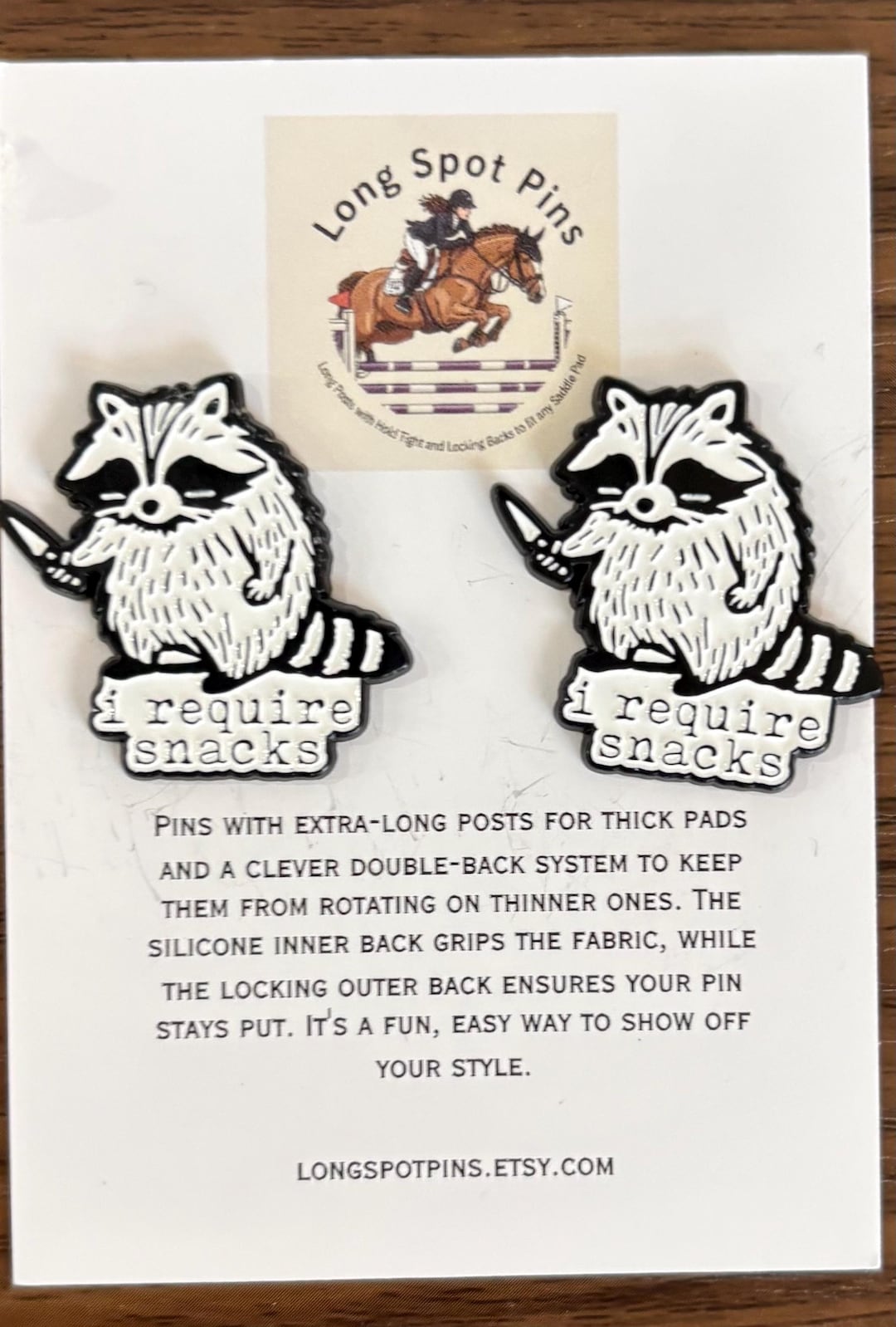 Funny Horse Show Number Pins: Racoonjumper Saddle Pad Pins, Set of 2 - Etsy