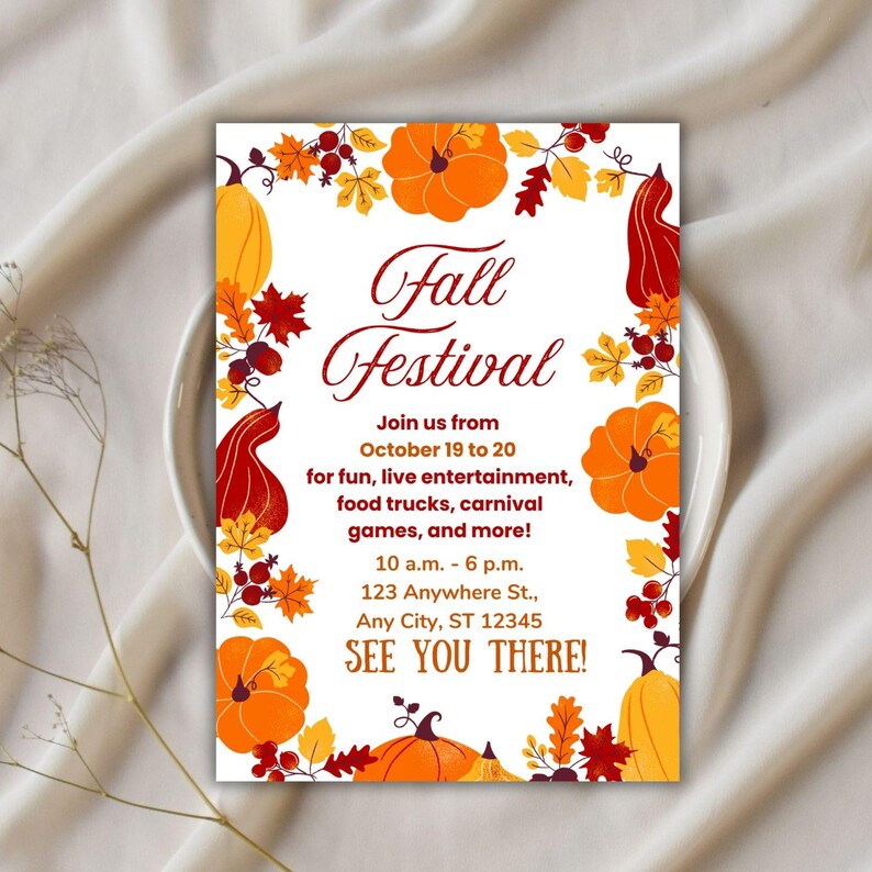 Fall Festival Flyer, DIY Flyer Template Design, Harvest Festival Invite ...