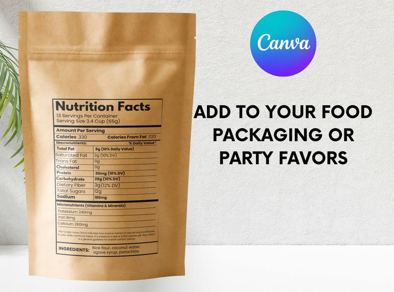 Nutritional Facts Template at Canva, Editable Nutrition Label Design ...