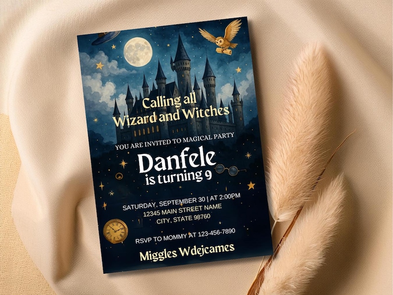 Wizard Invitation Magic Theme Printable Template Wizard School Editable ...