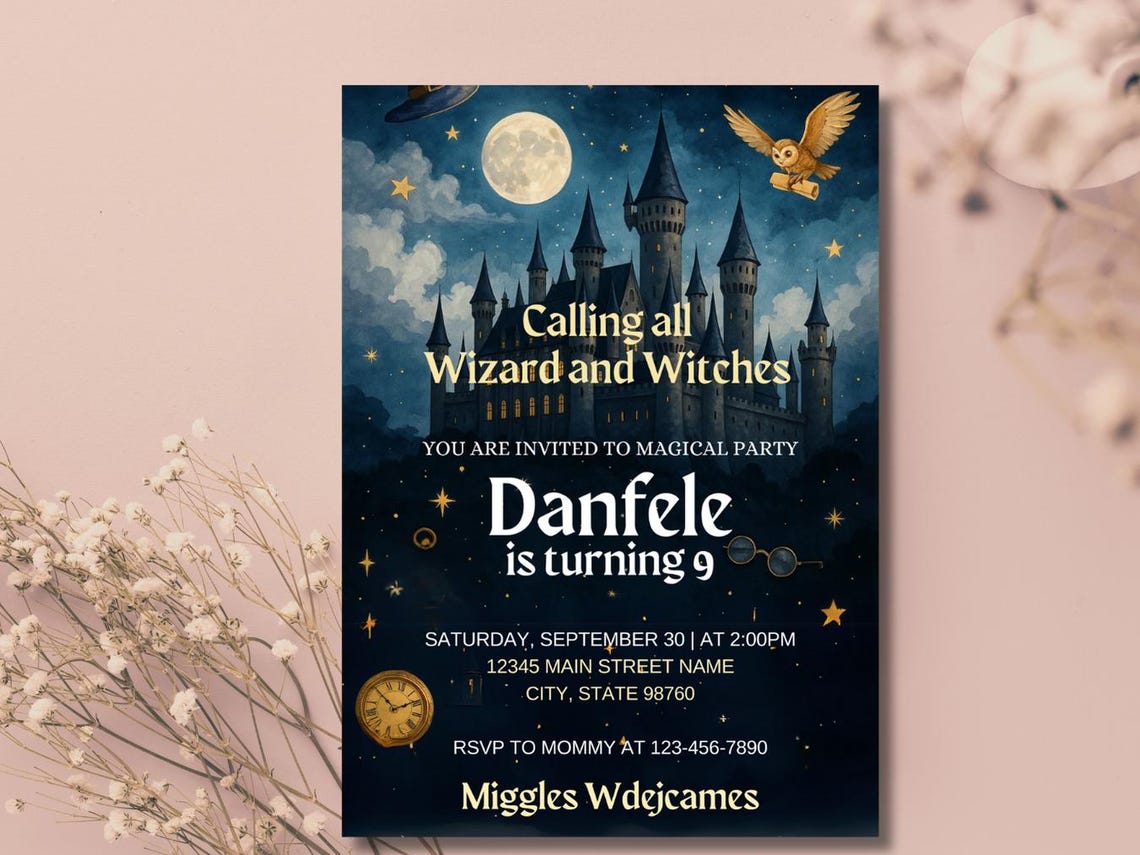 Wizard Invitation Magic Theme Printable Template Wizard School Editable ...