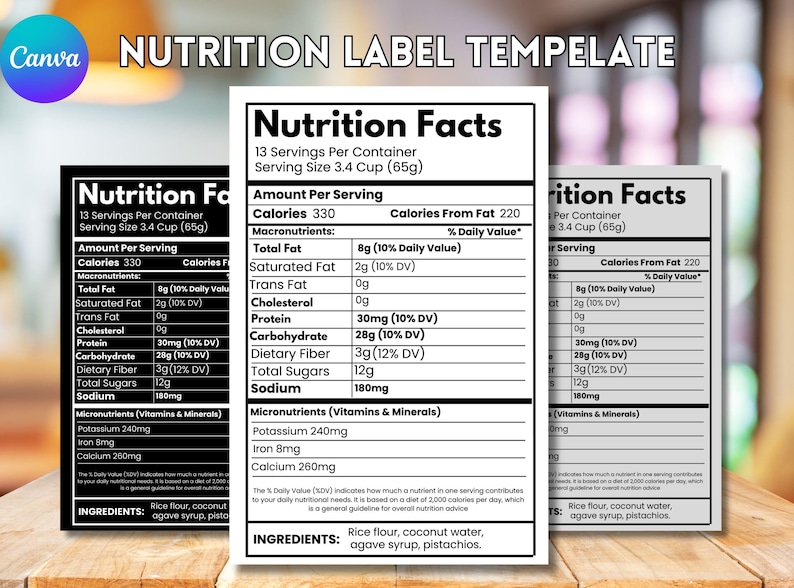 Nutritional Facts Template at Canva, Editable Nutrition Label Design ...