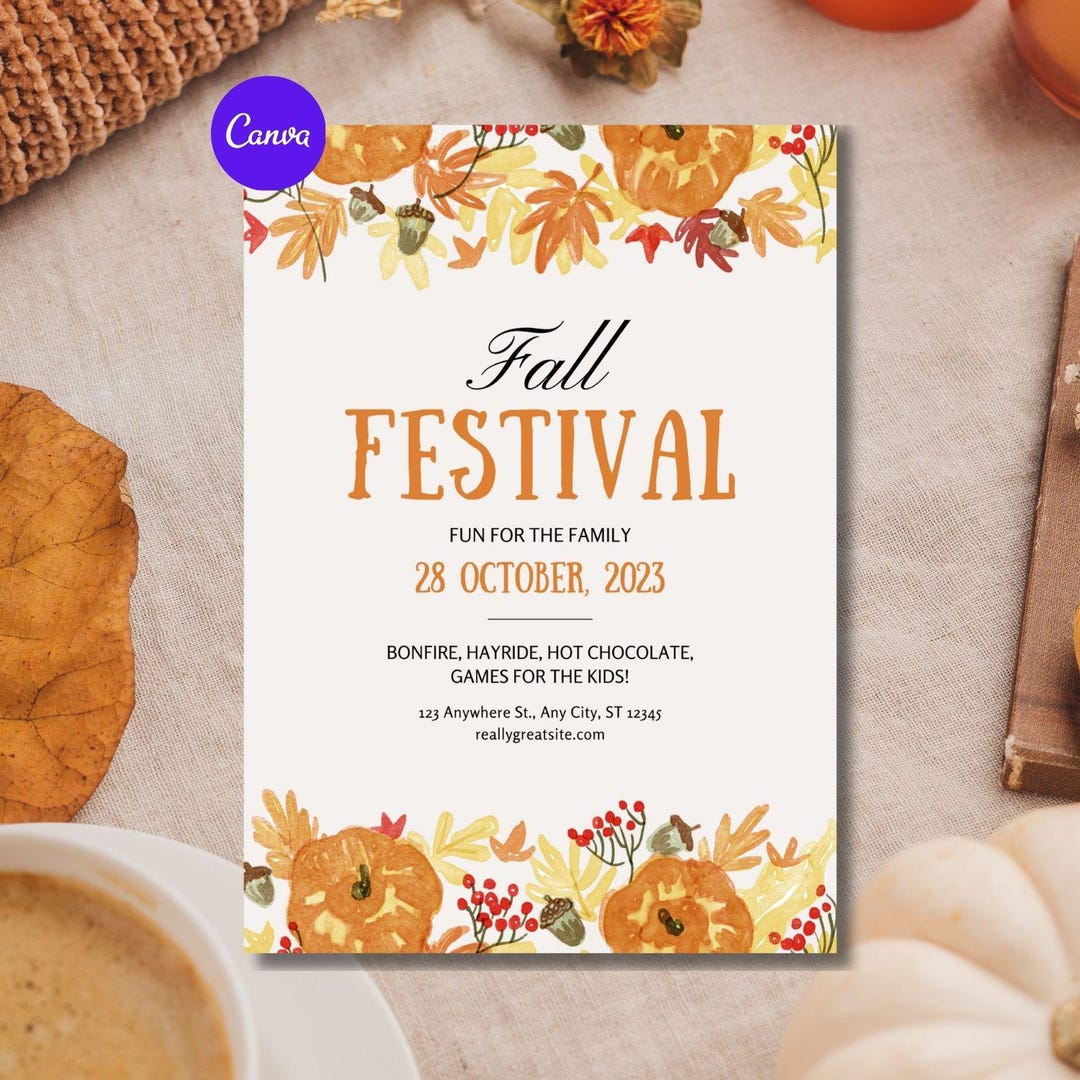 Fall Festival Flyer, DIY Flyer Template Design, Harvest Festival Invite ...