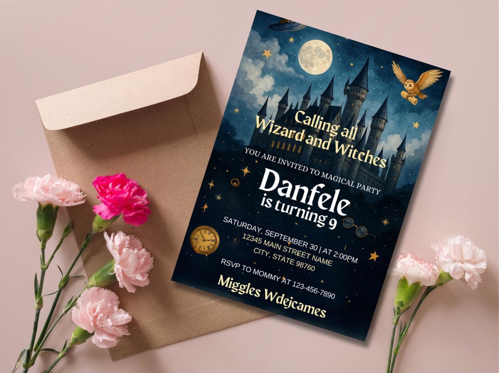 Wizard Invitation Magic Theme Printable Template Wizard School Editable ...