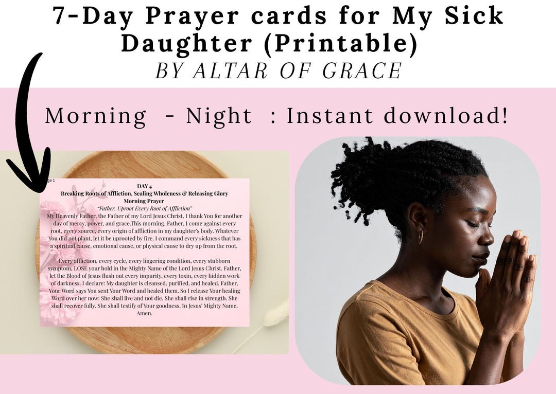 7-day Prayer Cards for My Sick Daughter Printable • Healing Christian ...