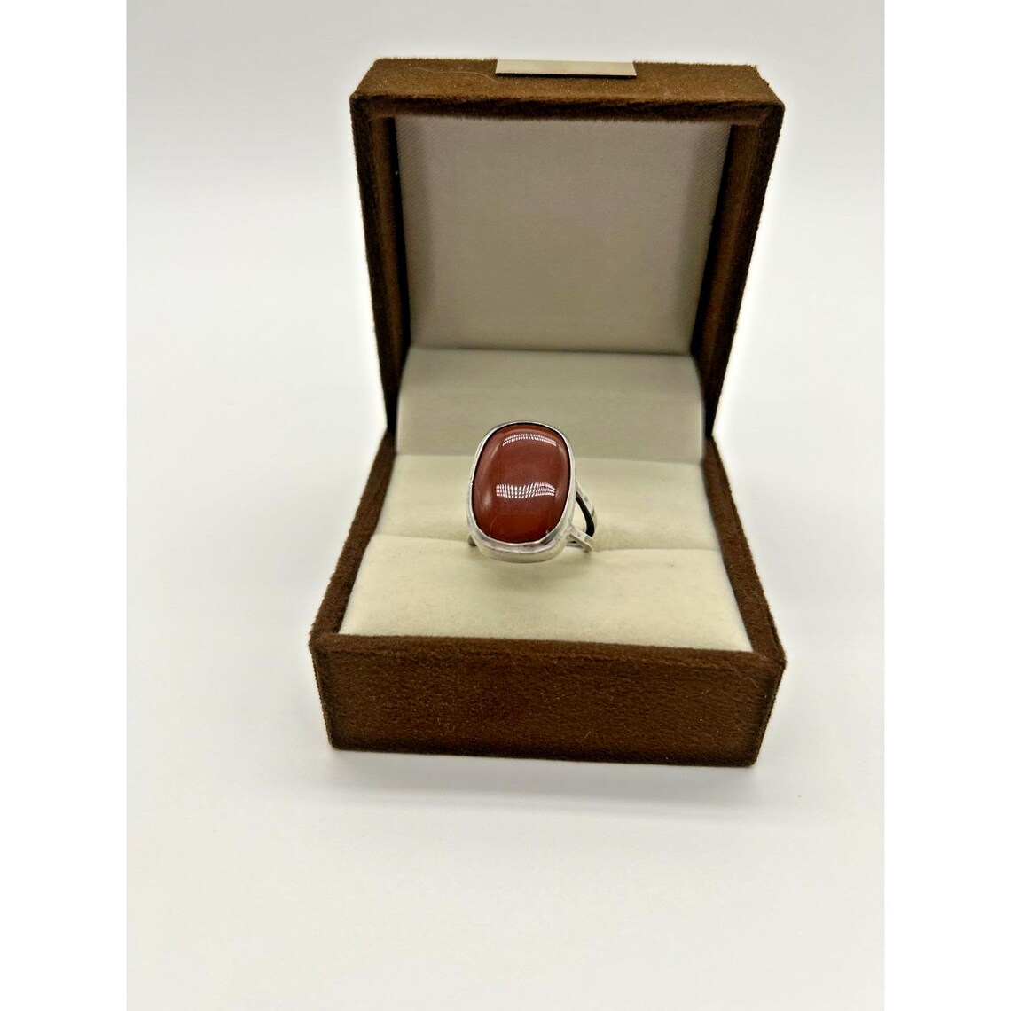 HANDMADE RED JASPER Ring Sterling Silver Artisan Bold Gemstone Size 8.5 ...