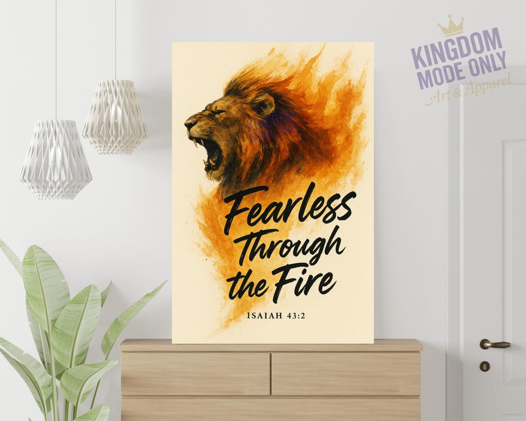 Fearless Lion Bible Verse Wall Art: Inspirational Christian Decor - Etsy