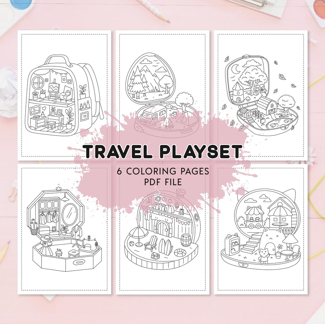 Printable Mini World Coloring Pages Cute Travel Playset Coloring Book ...