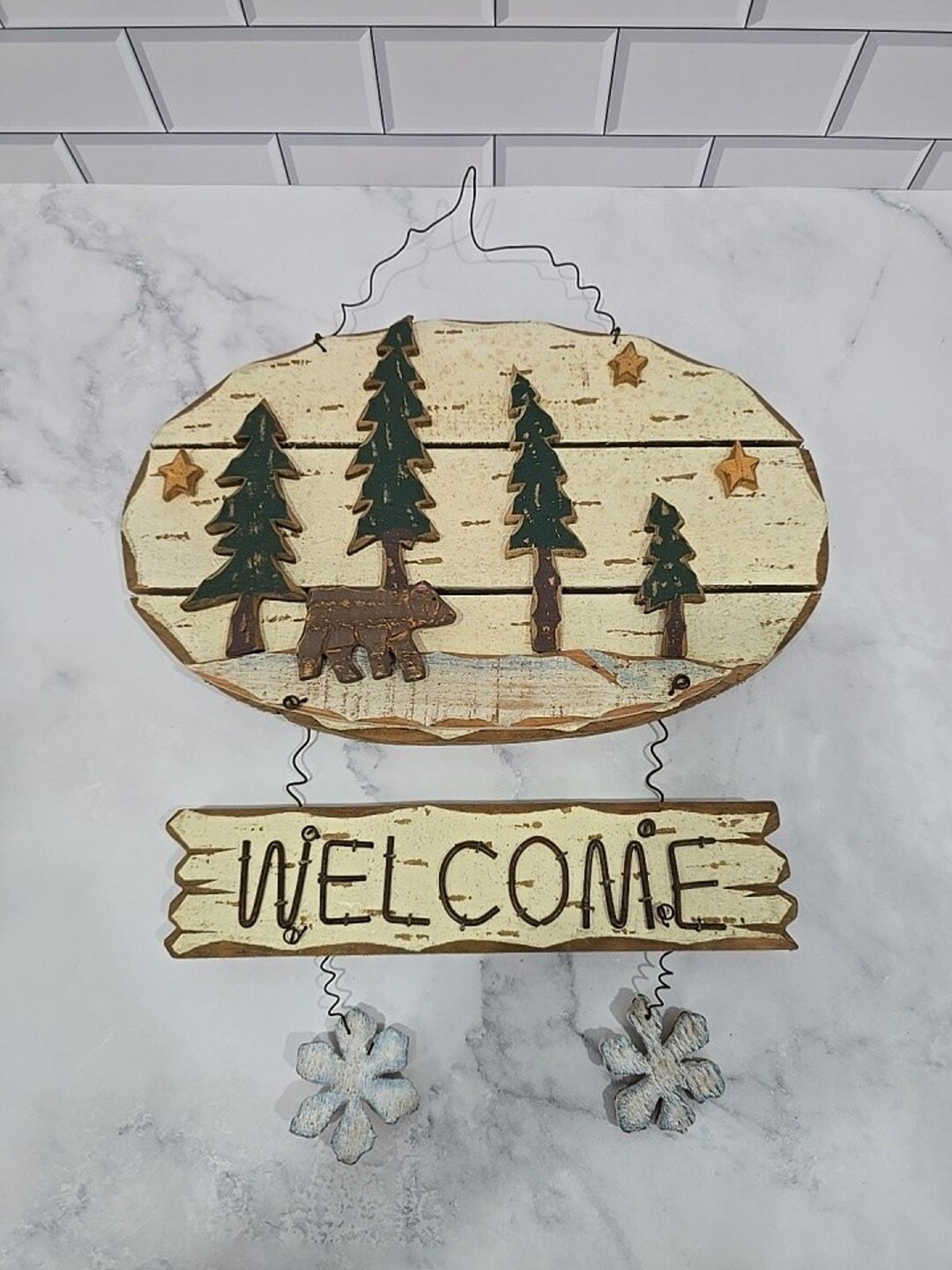 Rustic Americana Wooden Welcome Sign Hanging Wall Art Home Decor 13.5 ...