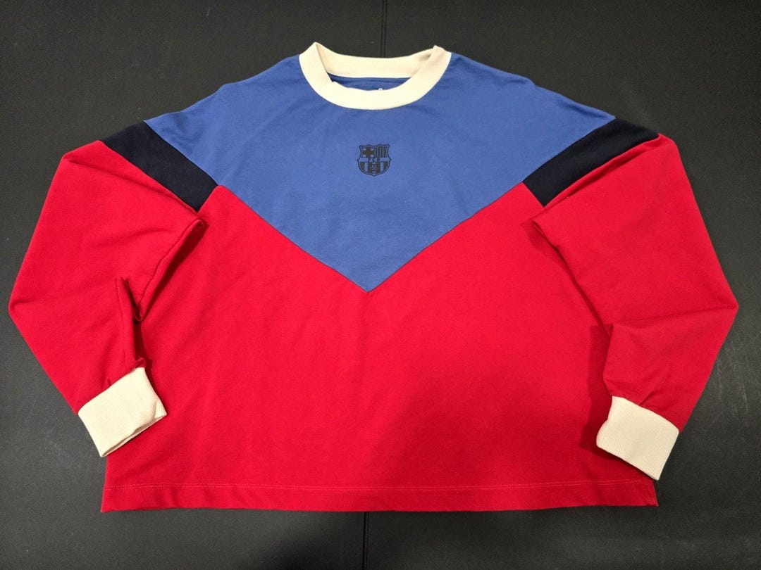 Barca FC Barcelona Red/blue Crop Sweatshirt Size Small Soccer Football ...