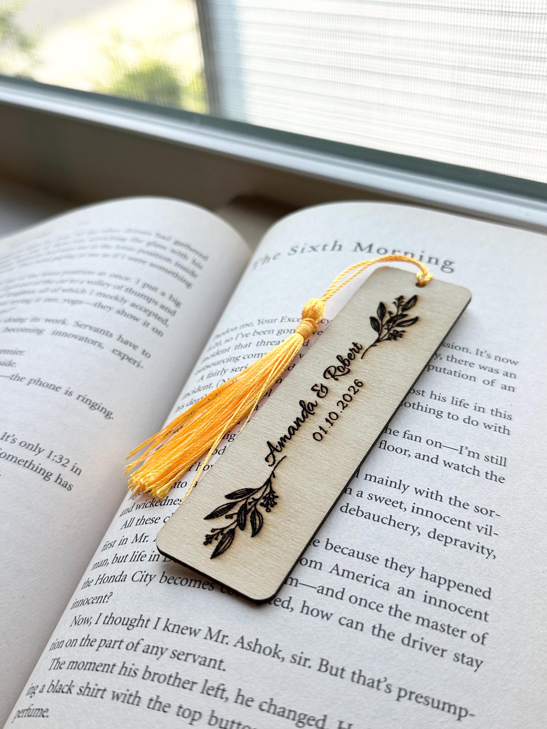 Custom Wooden Engraved Bookmark Wedding Favor for Guests, Rustic ...