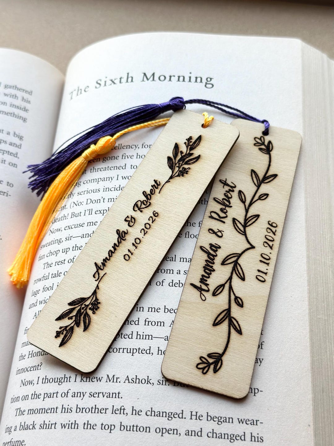 Custom Wooden Engraved Bookmark Wedding Favor for Guests, Rustic ...