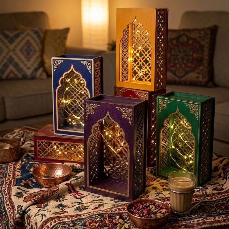 Wooden Jharokha Box, Diwali Wall Decor, Desi Wall Art, Islamic Arches ...