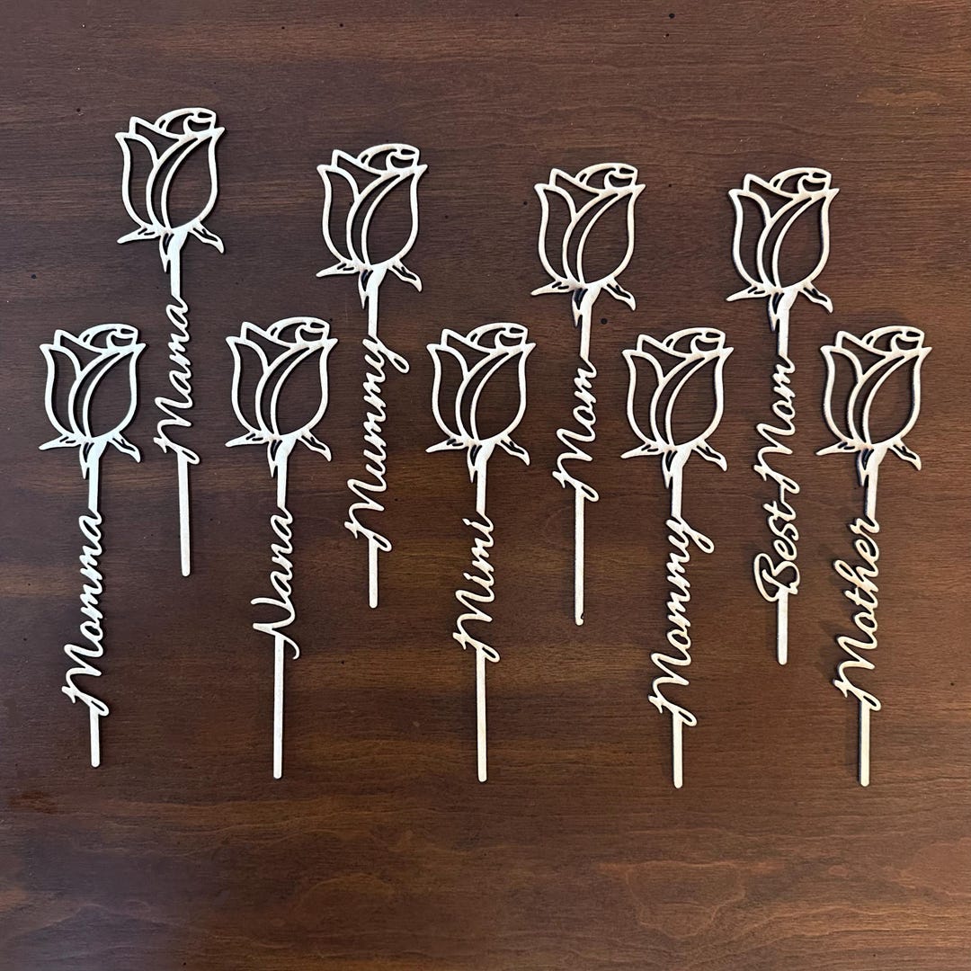 Mother's Day Rose Laser Cut File, Mom, Mama, Mommy, Wooden Rose SVG ...
